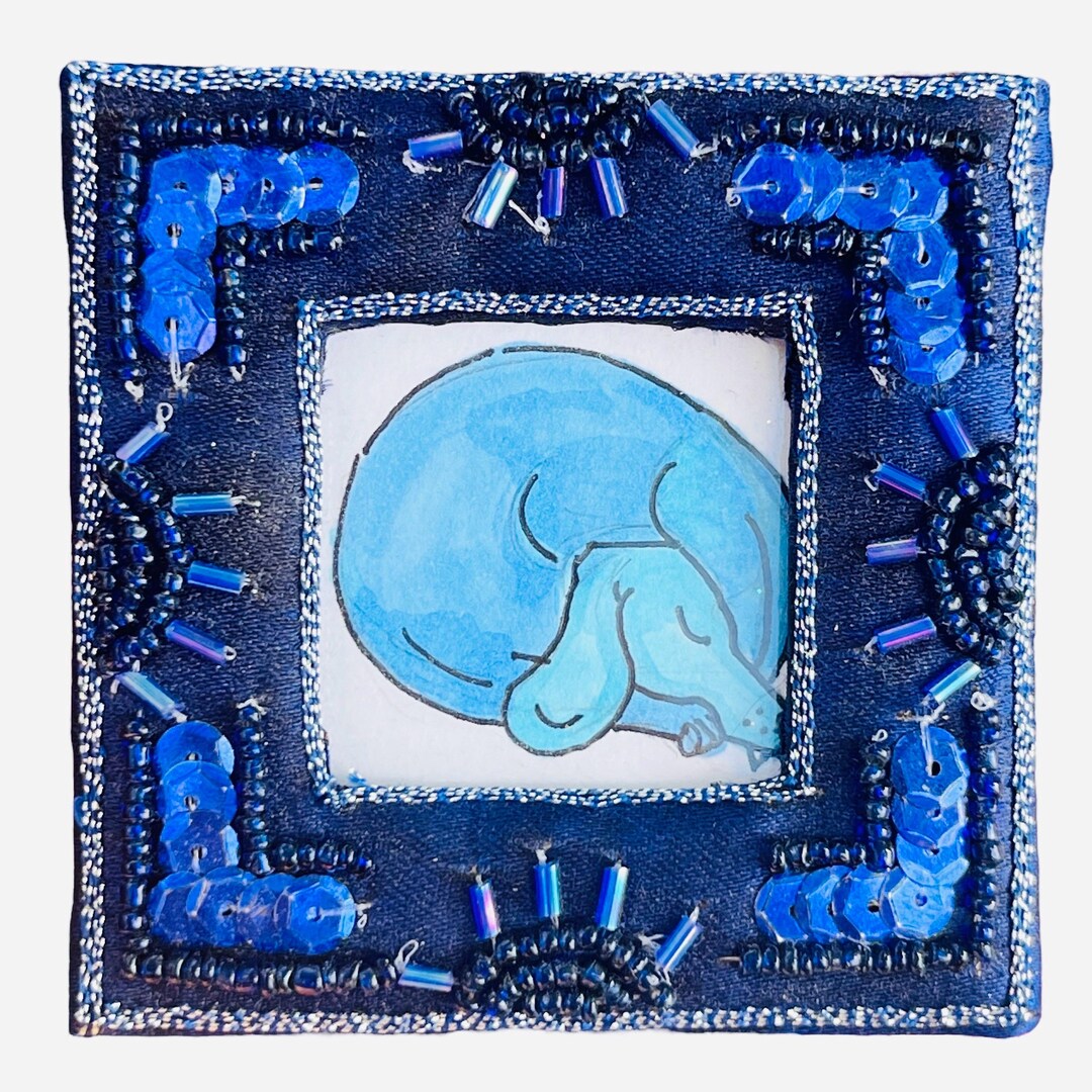 Original Dachshund Art, Weiner Dog Illustration, Vintage Frame, Tiny ...