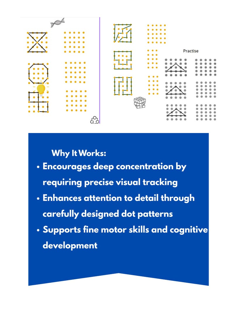 Dot-to-dot Attention Training Worksheets for Kids | Printable PDF ...