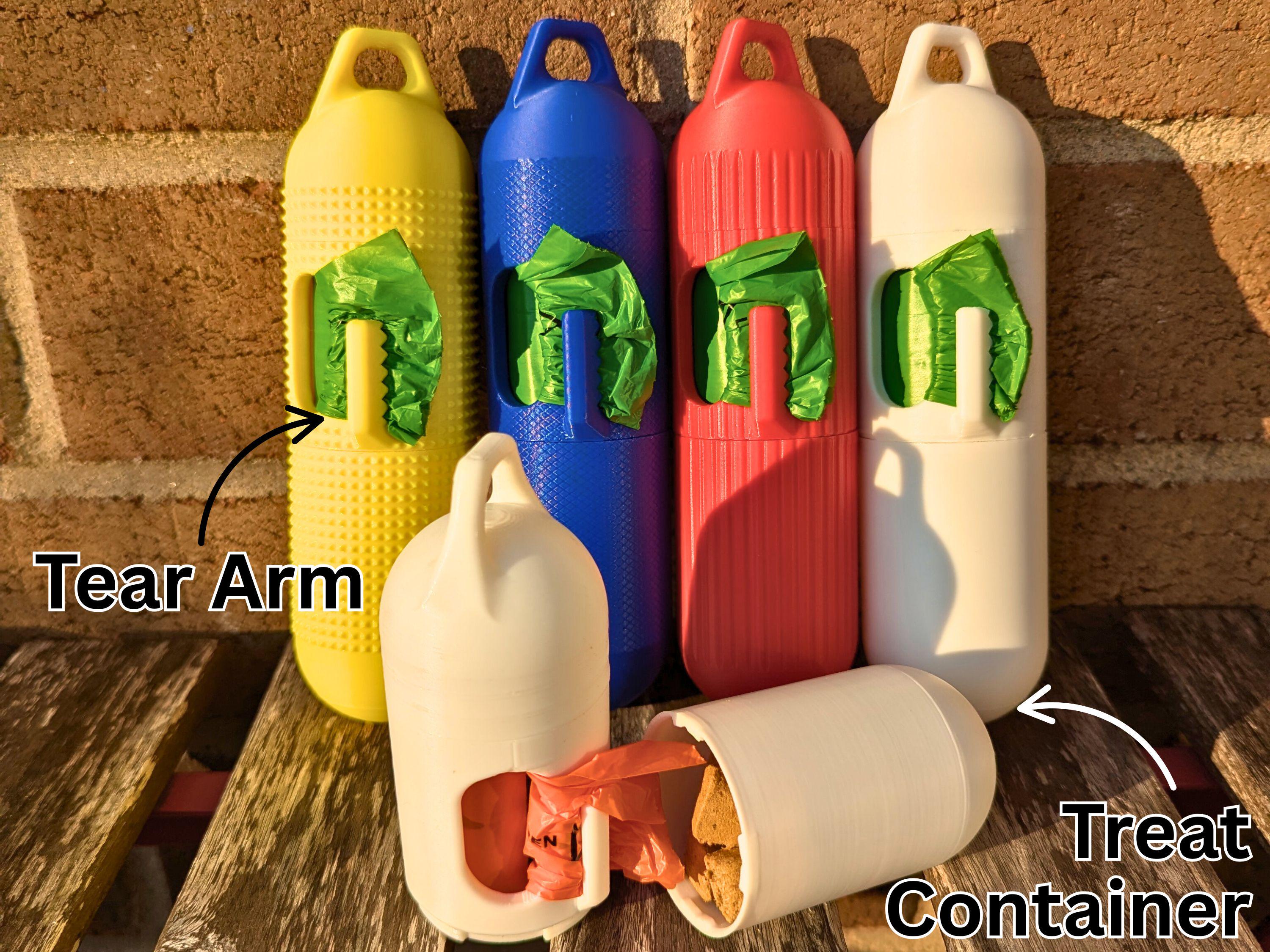 3D Printed Dog Poop Bag Holder: Treat Compartment & Tear-arm Clip - Etsy