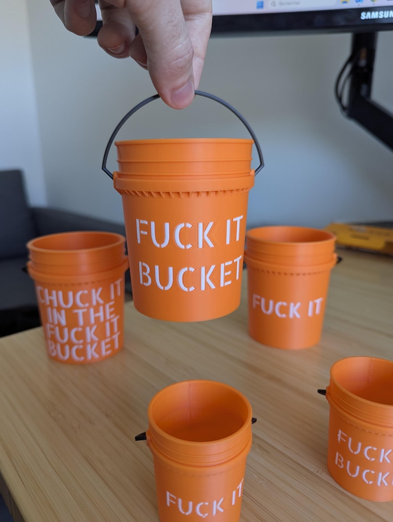 Funny Desk Organizer Bucket – "f*ck-it Bucket" – Mini Trash Can, Gag ...