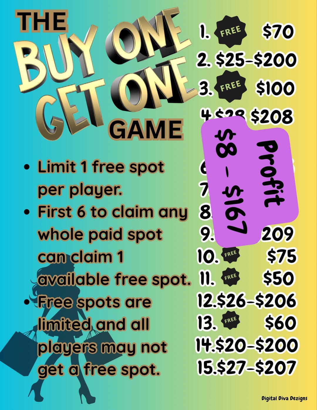 Buy One Get One Free BOGO Bingo Boards Profit Pick Your Pay IER - Etsy