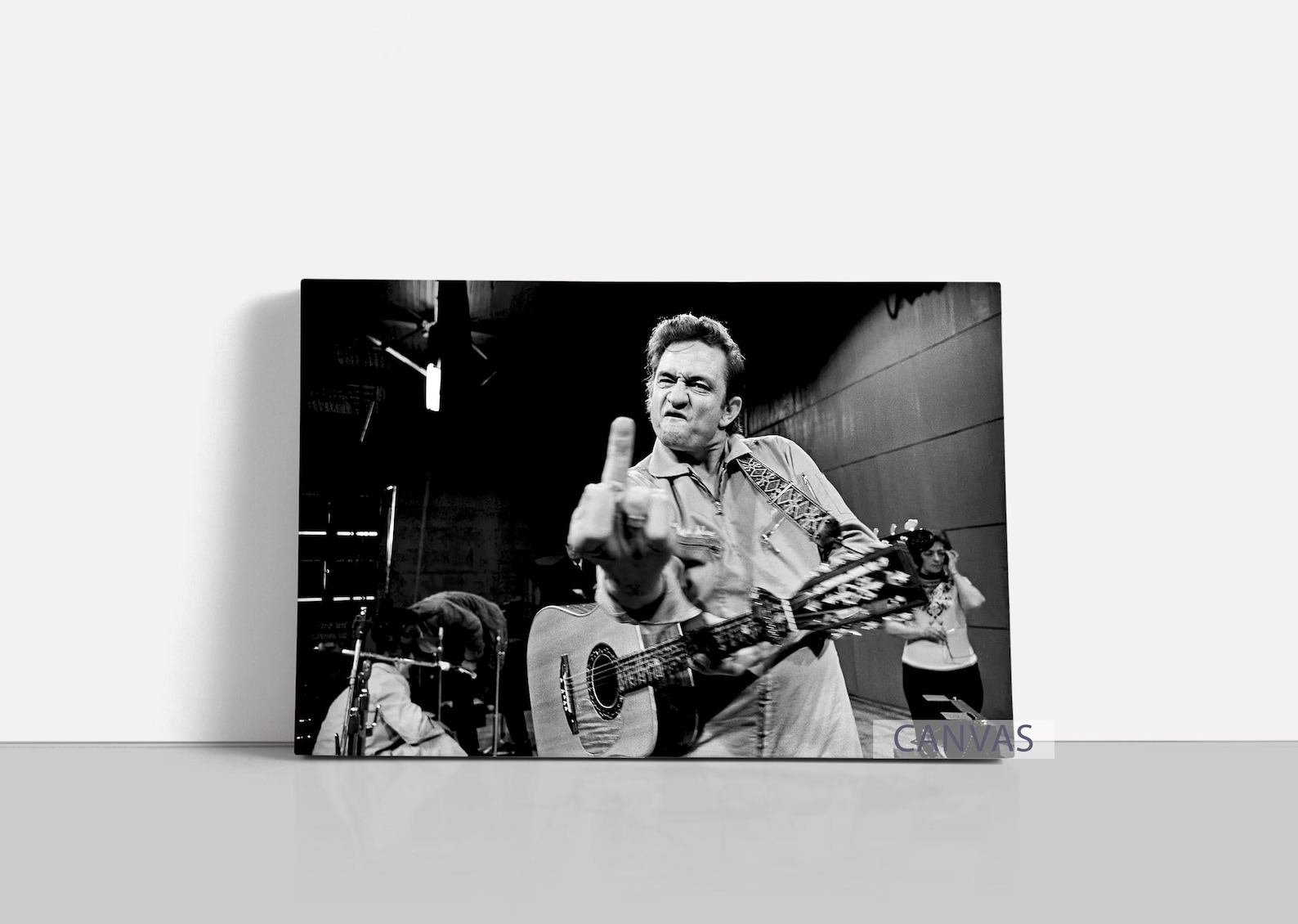 Johnny Cash Poster Middle Finger Canvas San Quentin Prison Wall Art ...