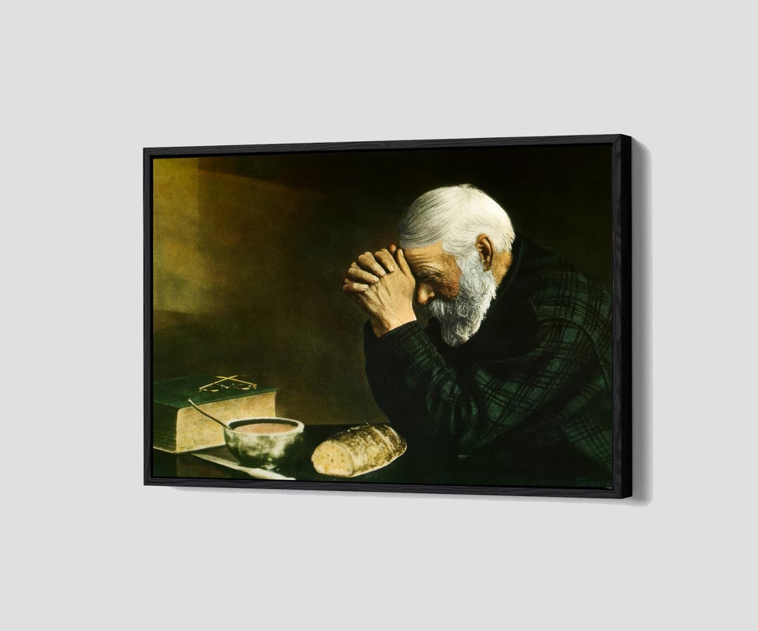 Man Praying Over Bread Poster Grace Canvas Eric Enstrom Gratitude Wall ...