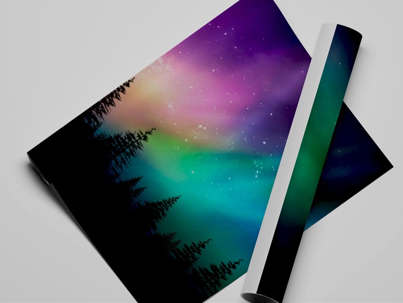 Aurora Borealis Poster Northern Lights Over Canadian Forest Canvas ...