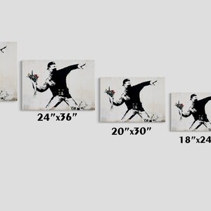 Banksy Flower Thrower Poster Street Art Canvas Print Graffiti Anarchist ...