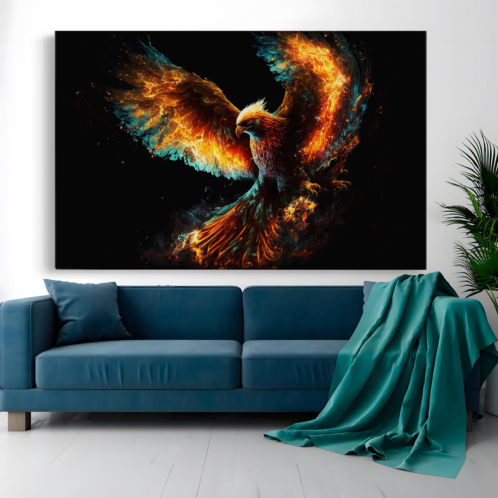 Phoenix Poster Beautiful Bird Canvas Print Rising Phoenix Wall Art Bird ...
