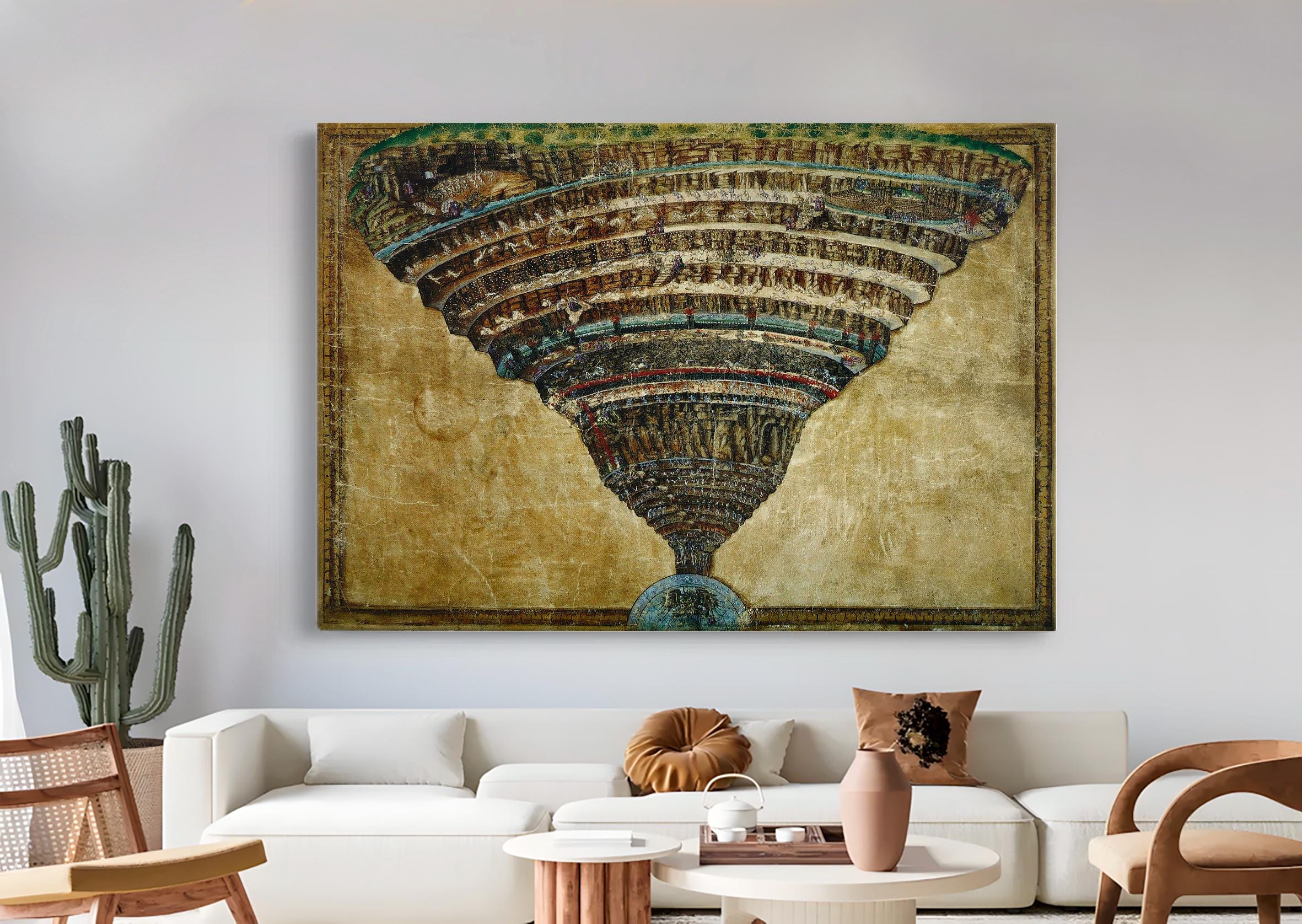 Sandro Botticelli's Map of Hell Dante's Divine Comedy (1485) Poster ...