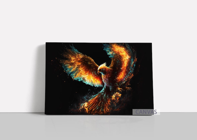 Phoenix Poster Beautiful Bird Canvas Print Rising Phoenix Wall Art Bird ...