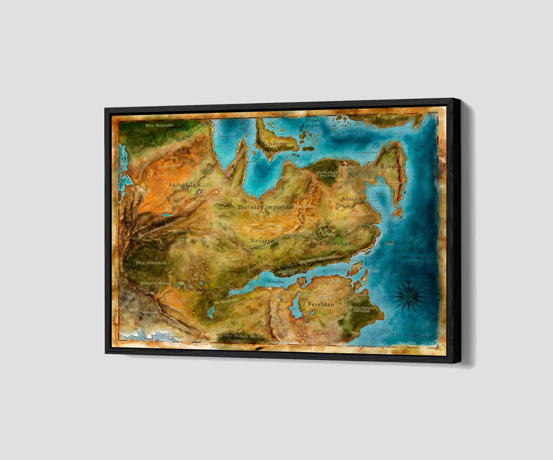 Dragon Age Map Poster Map of Thedas Canvas Game Fan Wall Art Gamer ...