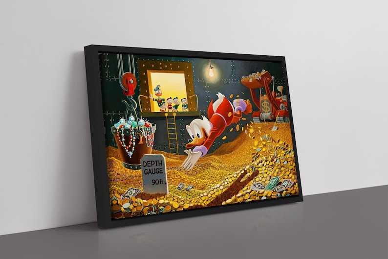Uncle Scrooge Mcduck Dive Into Money Poster Monopoly Canvas Money Wall ...