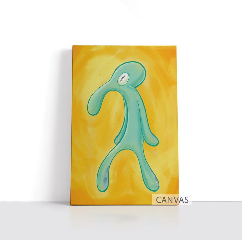 Squidward Painting Poster Bold and Brash Canvas Surreal Cartoon Wall ...