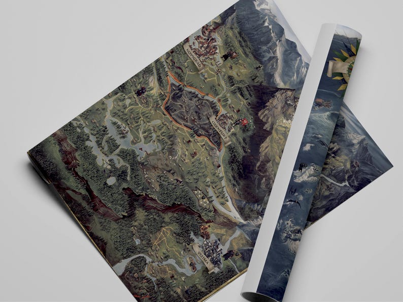 The Witcher 3 World Map Poster the Northern Realms Canvas Gwent Deck ...