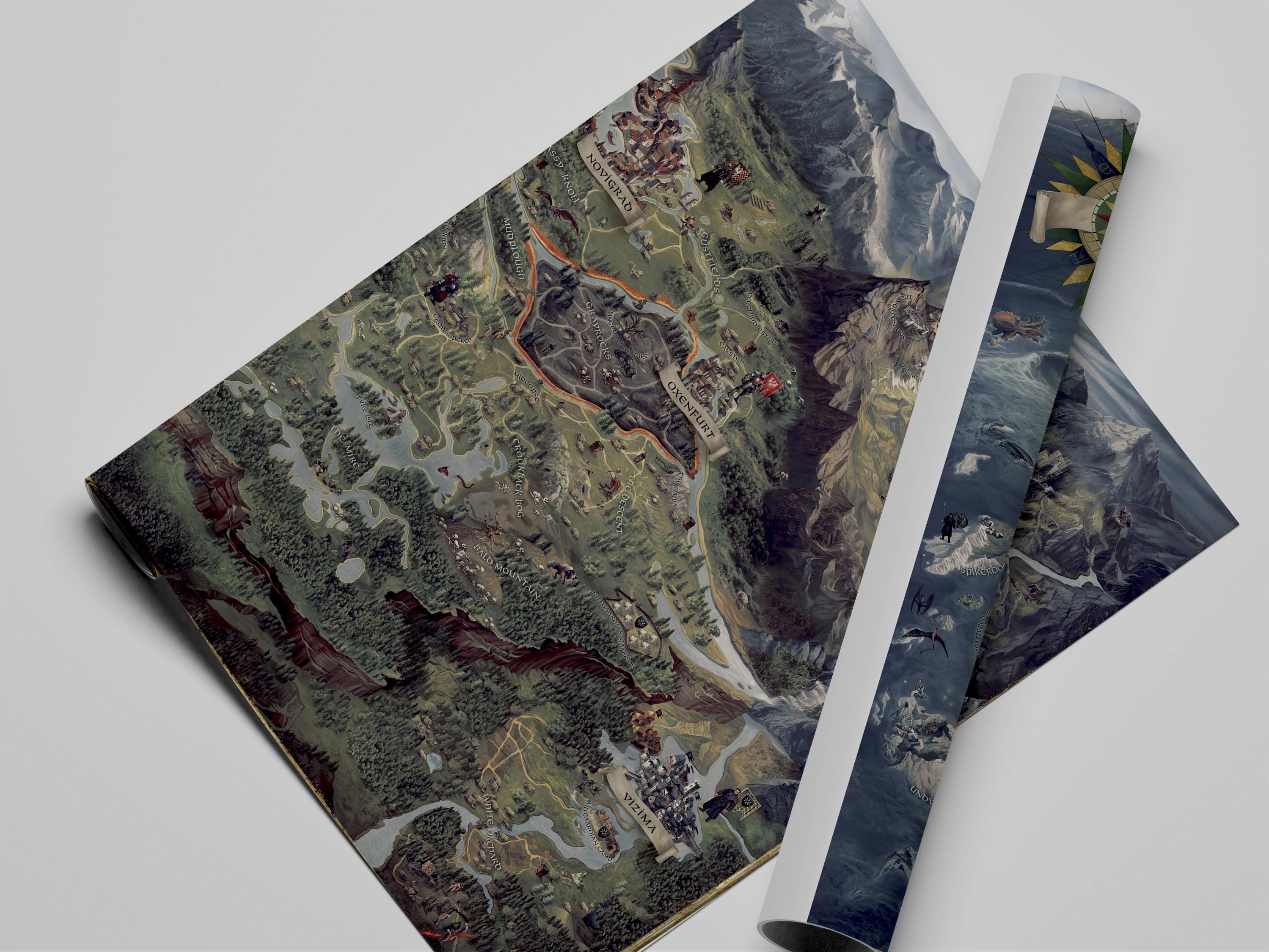 The Witcher 3 World Map Poster the Northern Realms Canvas Gwent Deck ...