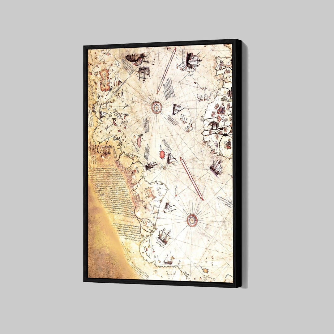 Piri Reis Map Poster Antique Map on Canvas Vintage Map Wall Art Piri ...