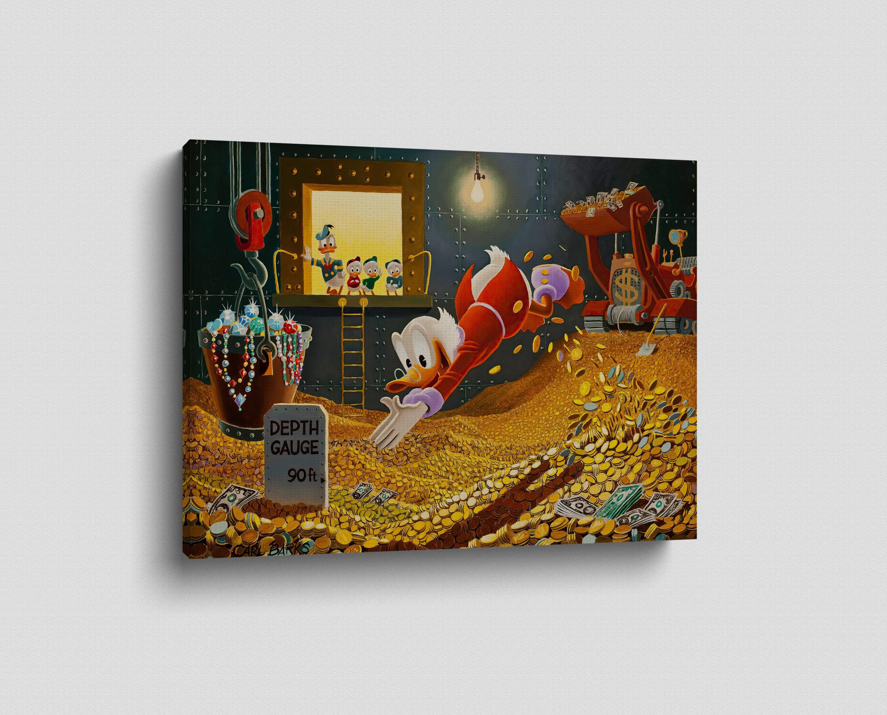 Uncle Scrooge Mcduck Dive Into Money Poster Monopoly Canvas Money Wall ...