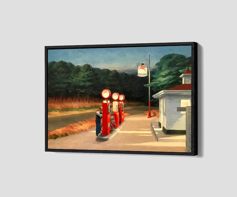 Vintage Gas Station Poster Edward Hopper Canvas Print Gas 1940 Wall Art ...