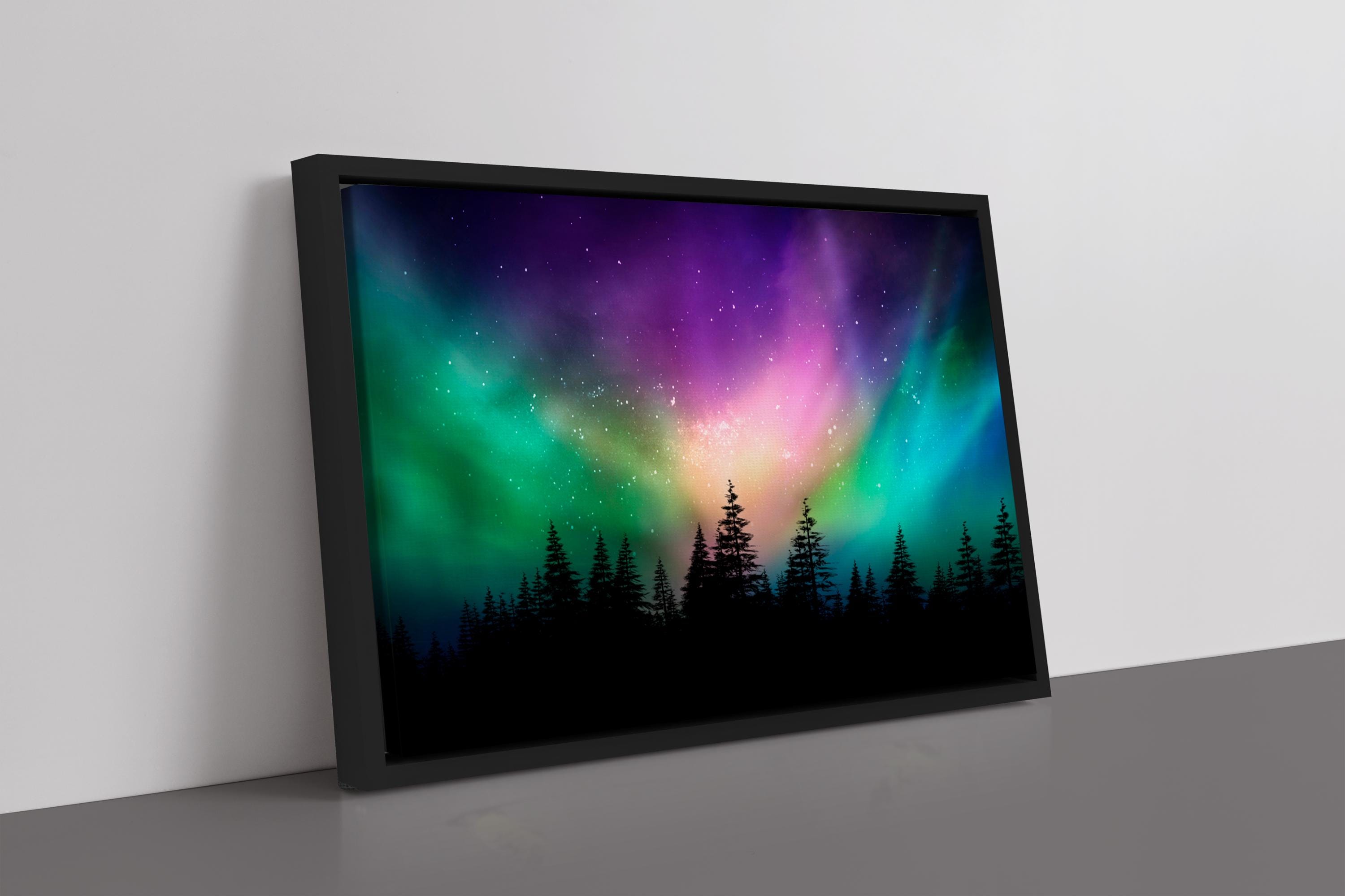 Aurora Borealis Poster Northern Lights Over Canadian Forest Canvas ...