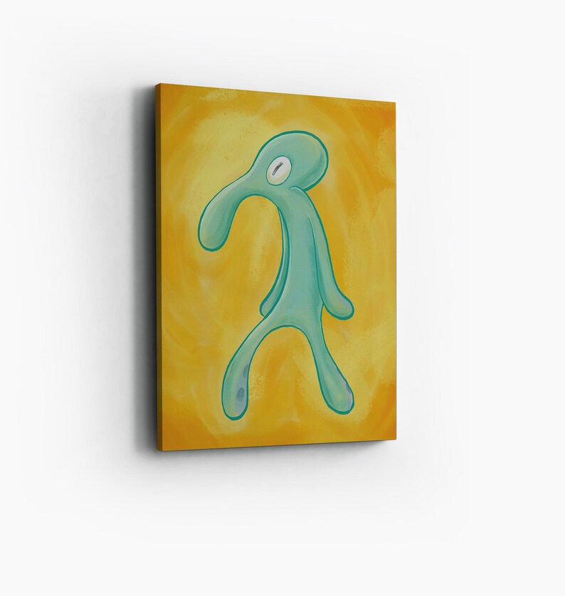 Squidward Painting Poster Bold and Brash Canvas Surreal Cartoon Wall ...