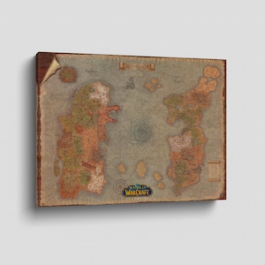 World of Warcraft Map Poster Azeroth Map Canvas Map Wall Art Gaming Map ...