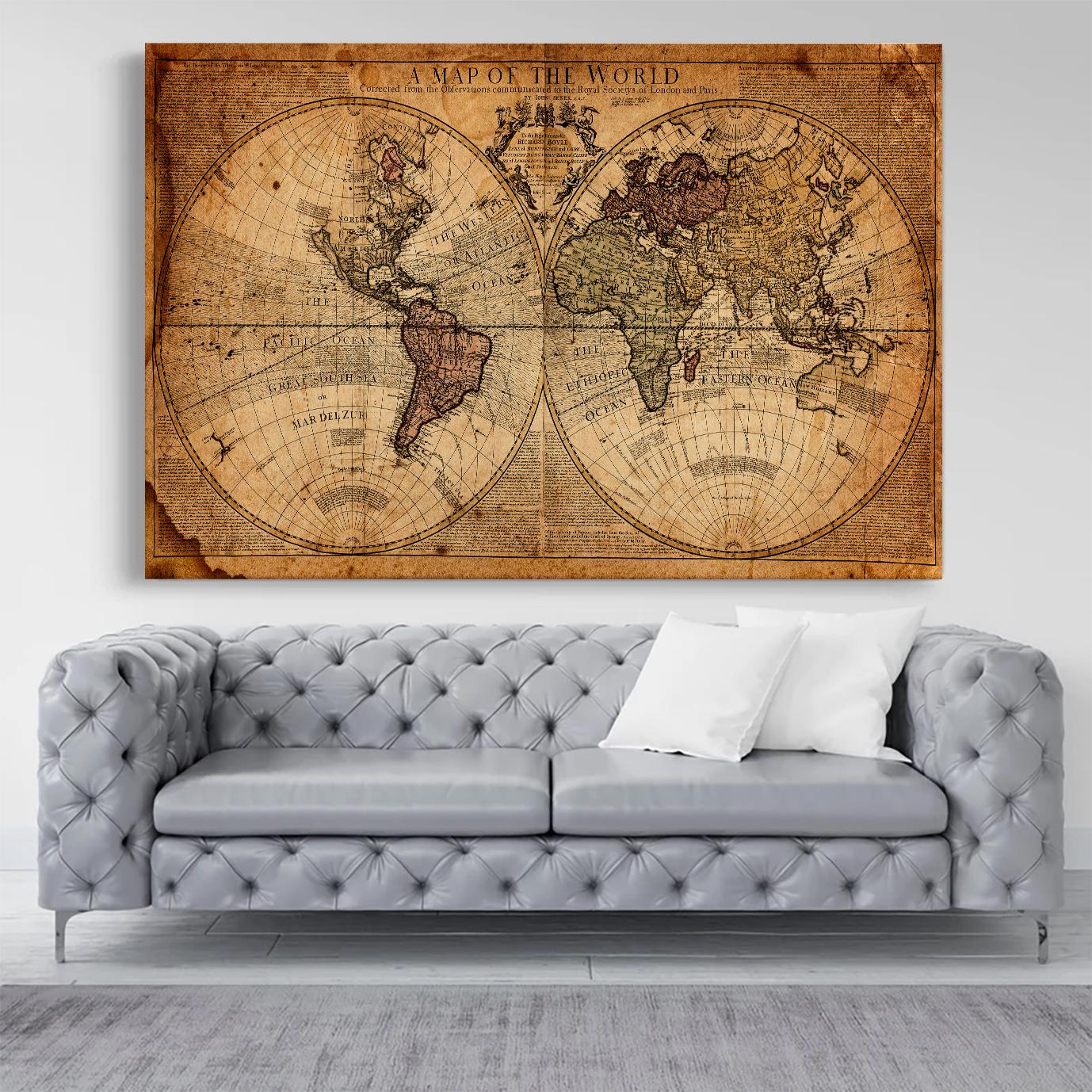 Ancient World Map Poster World Map Canvas Print XVII Century Wall Art ...