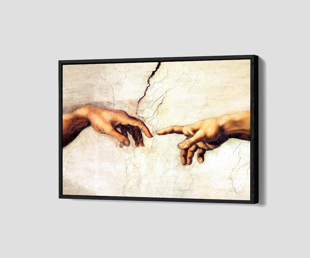 Michelangelo Poster the Creation of Adam Canvas Hands Touching Wall Art ...