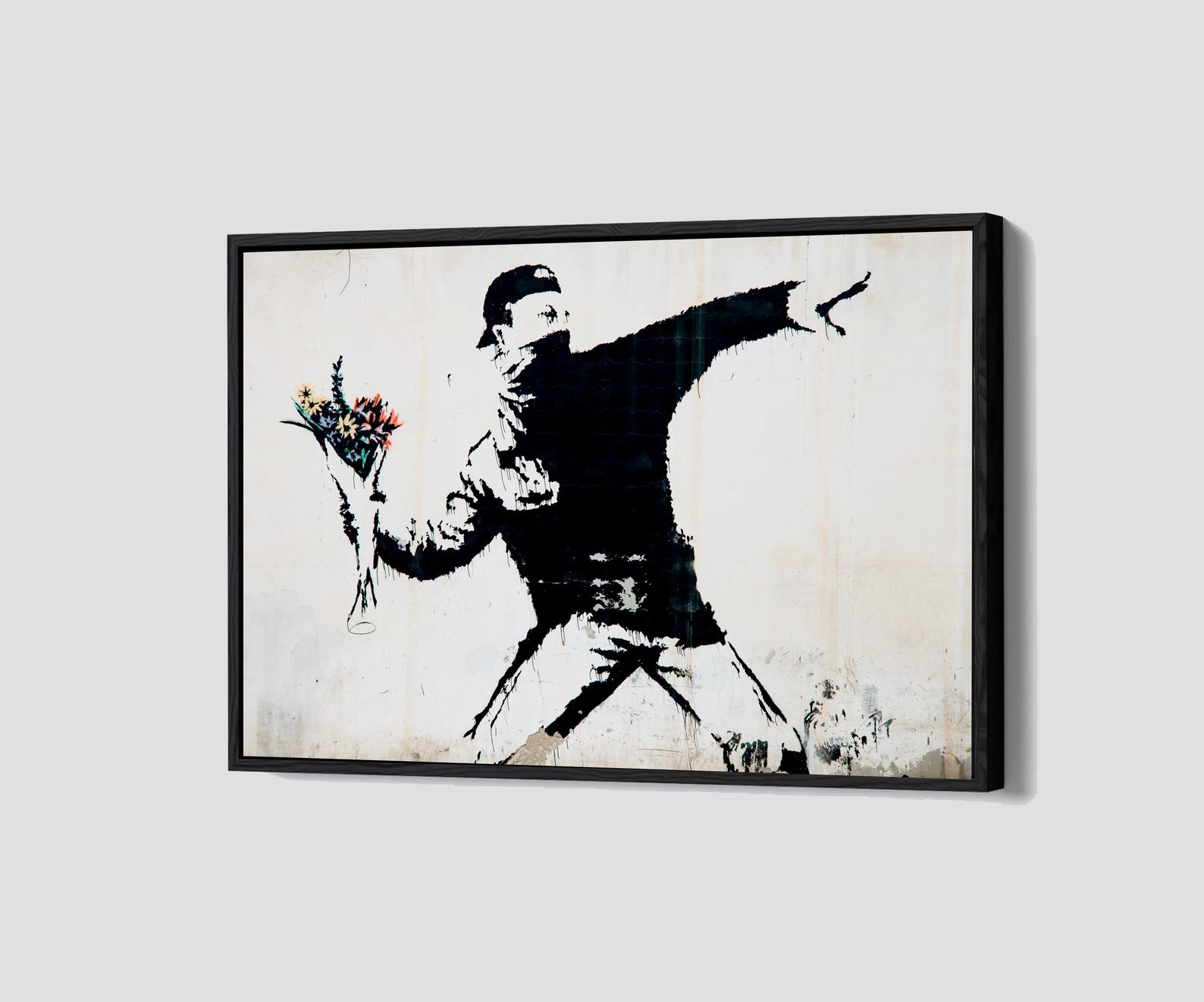 Banksy Flower Thrower Poster Street Art Canvas Print Graffiti Anarchist ...