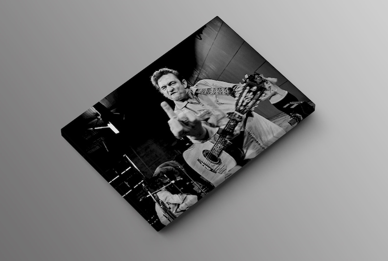 Johnny Cash Poster Middle Finger Canvas San Quentin Prison Wall Art ...