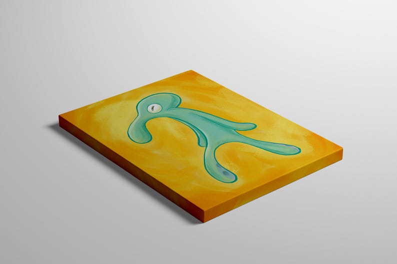 Squidward Painting Poster Bold and Brash Canvas Surreal Cartoon Wall ...
