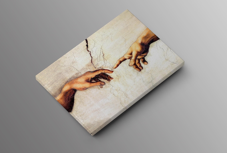 Michelangelo Poster the Creation of Adam Canvas Hands Touching Wall Art ...