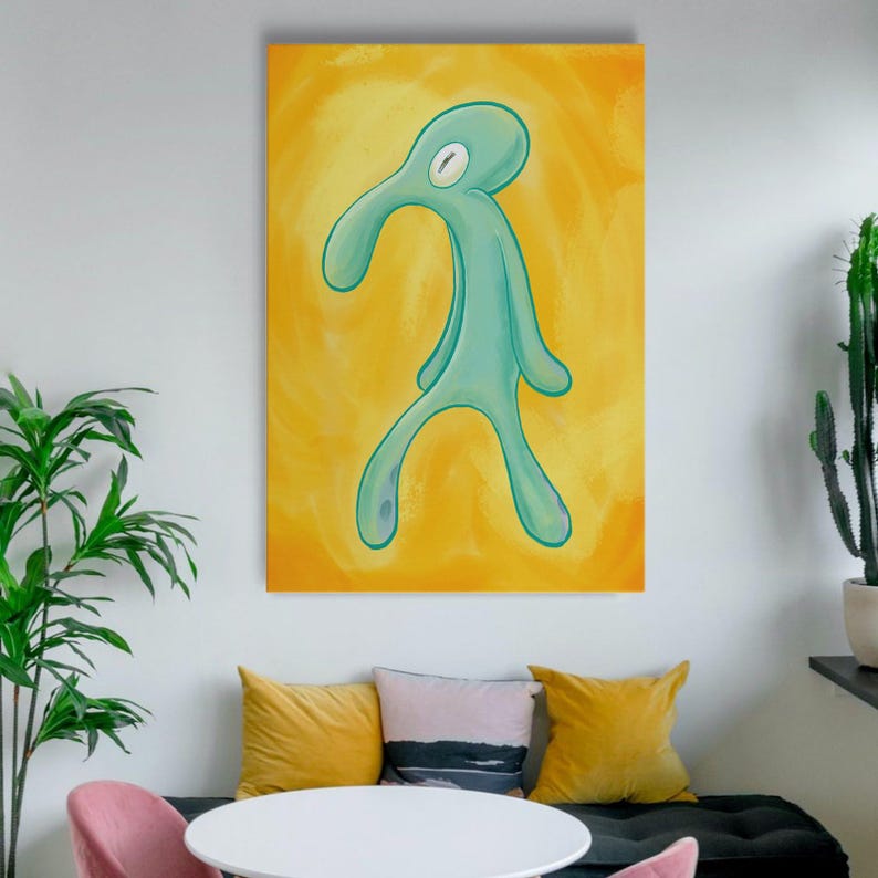 Squidward Painting Poster Bold and Brash Canvas Surreal Cartoon Wall ...
