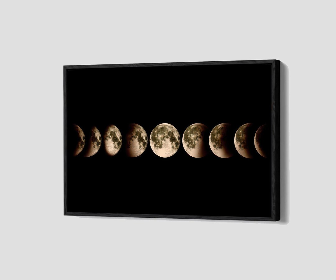 Moon Phases Poster Lunar Eclipse Canvas Galaxy Night Wall Art Gift for ...