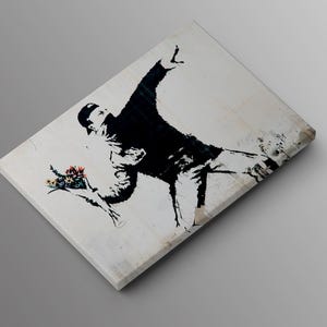 Banksy Flower Thrower Poster Street Art Canvas Print Graffiti Anarchist ...