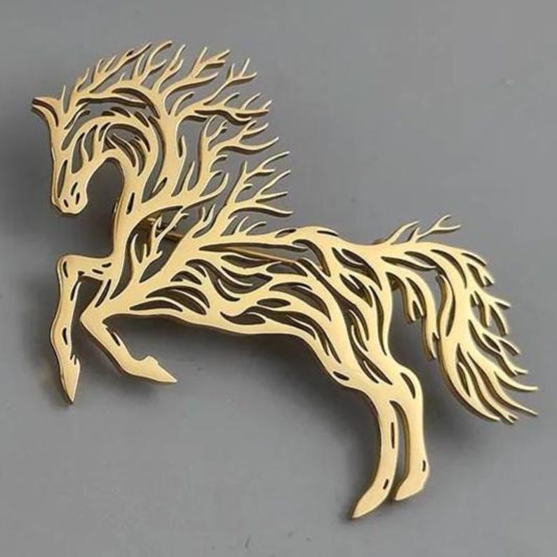 Running Horse Brooch Pin – Stainless Steel Animal Lapel Pin for Men ...