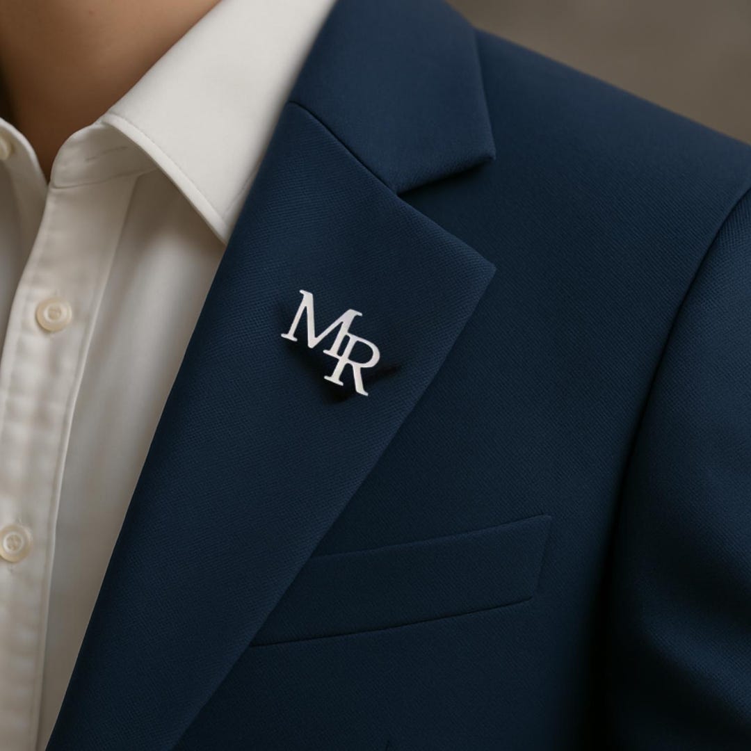 Professional Custom Initial Lapel Pin, Business Monogram Pin for Events ...