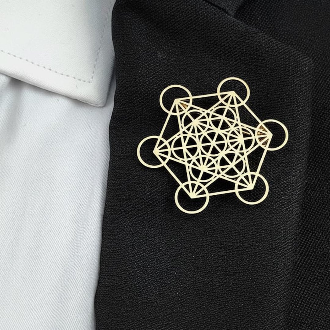 Metatron’s Cube Lapel Pin, Sacred Geometry Brooch Stainless Steel Gold ...