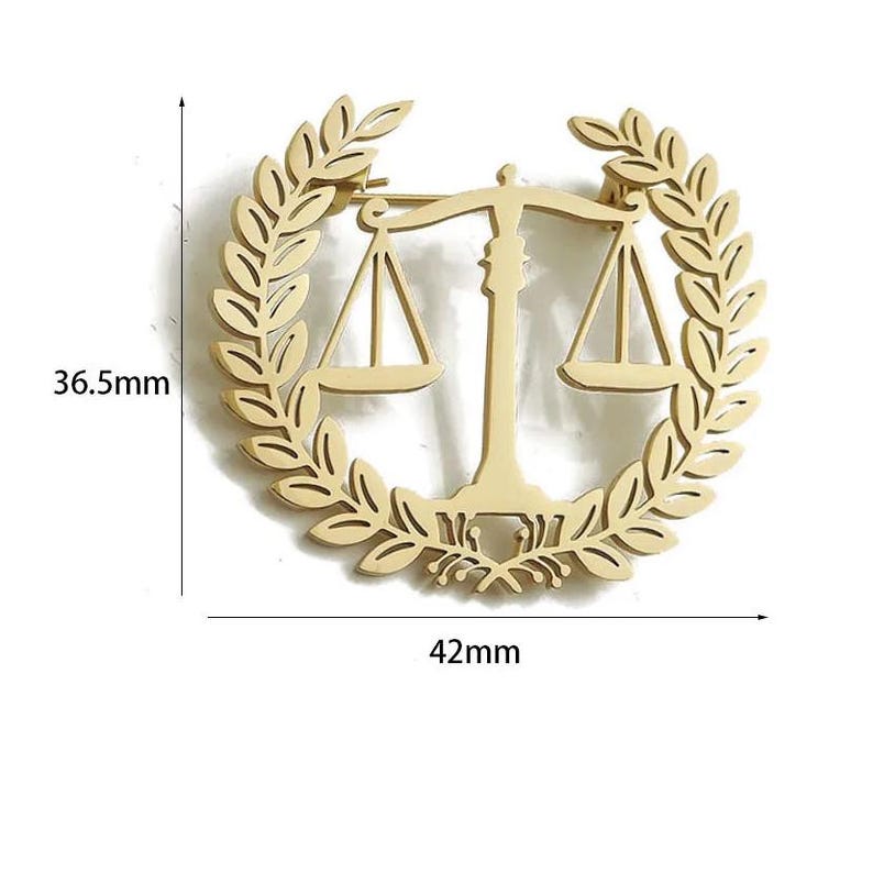 Scales of Justice Lapel Pin | Balance Wheat Ear Brooch | 18K Gold ...
