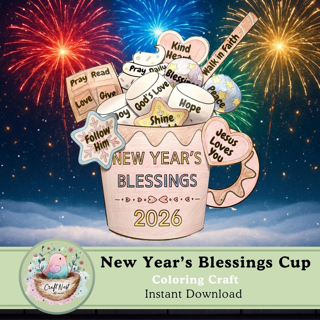 New Year’s Blessings Cup Craft 2026 | Christian Printable Activity ...
