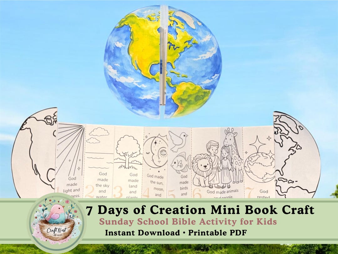 7 Days of Creation Mini Book | Bible Story Craft | Sunday School ...