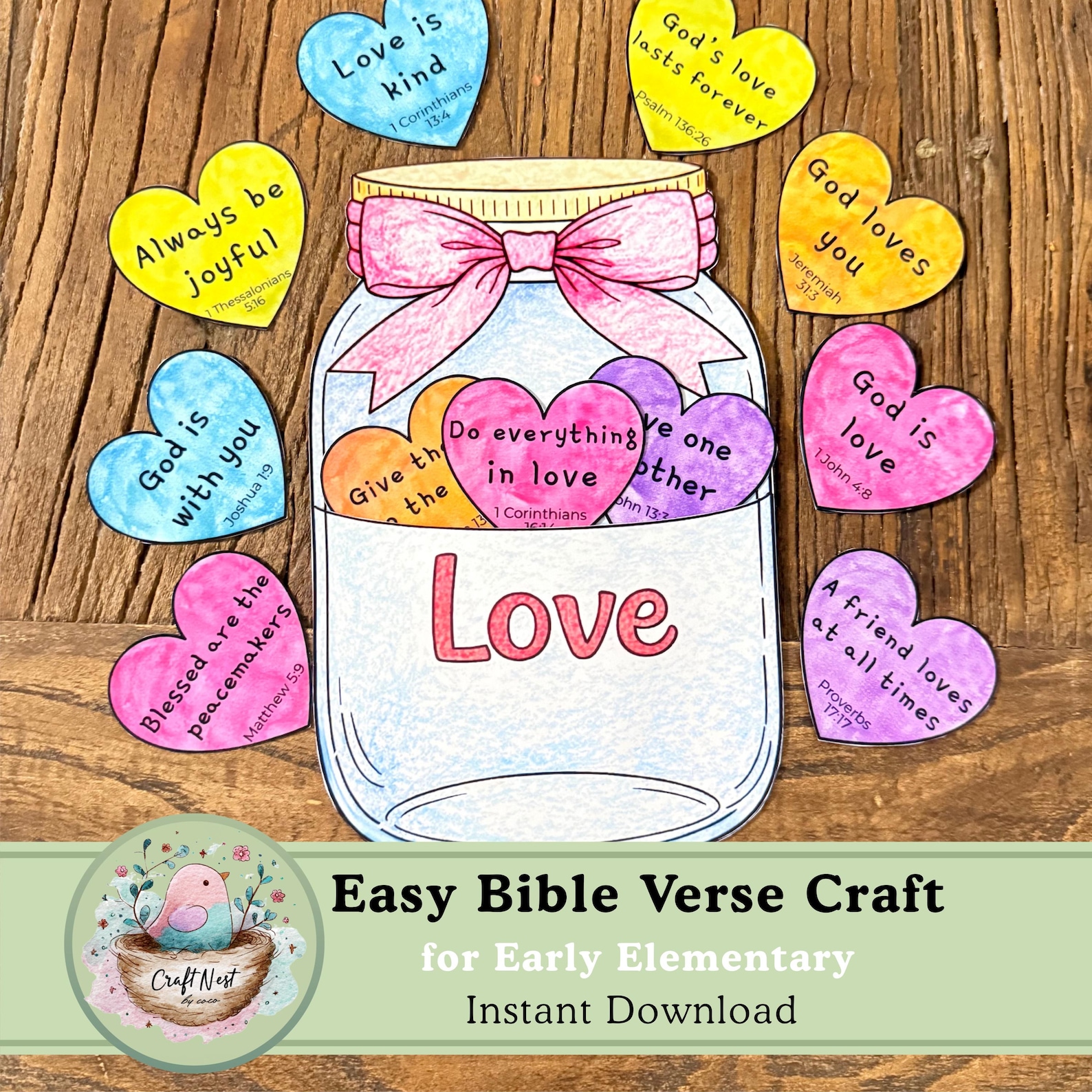 Valentine Craft | Bible Verse Coloring Activity (digital Download) for ...