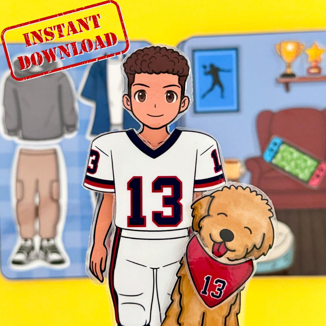 Football Printable Paper Doll - DIY Craft Quiet Book - Etsy
