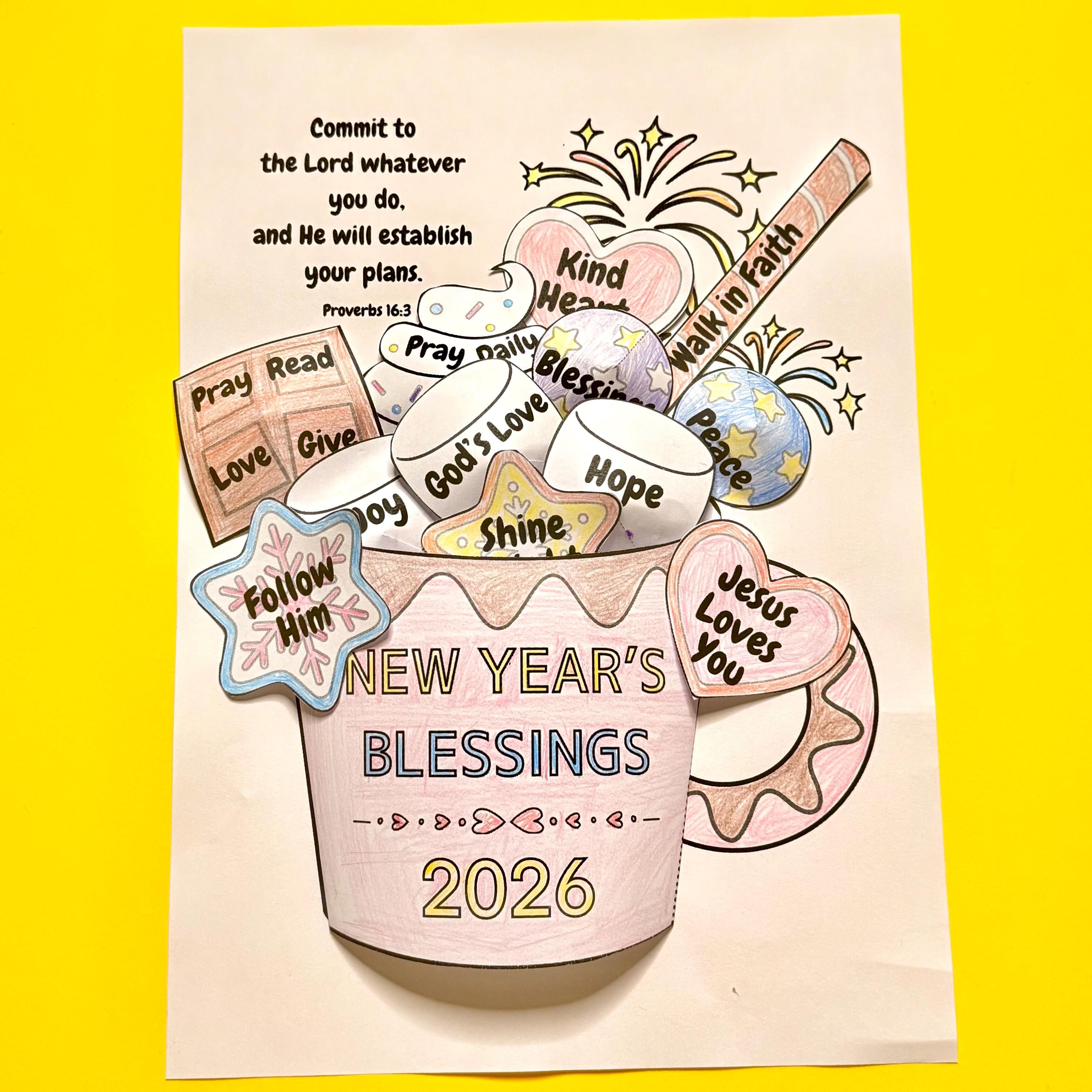 New Year’s Blessings Cup Craft 2026 | Christian Printable Activity ...