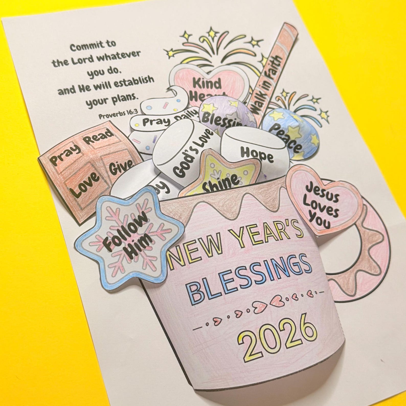 New Year’s Blessings Cup Craft 2026 | Christian Printable Activity ...