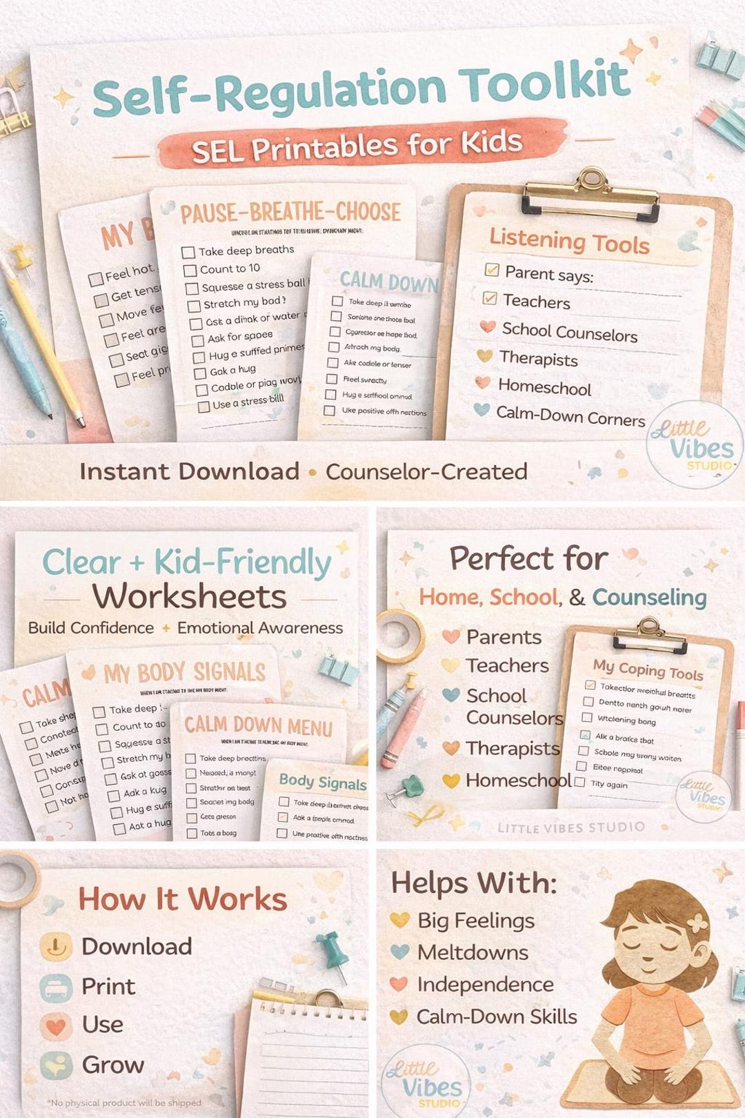 Self Regulation Tools for Kids | Calm Down Strategies | SEL Printable ...