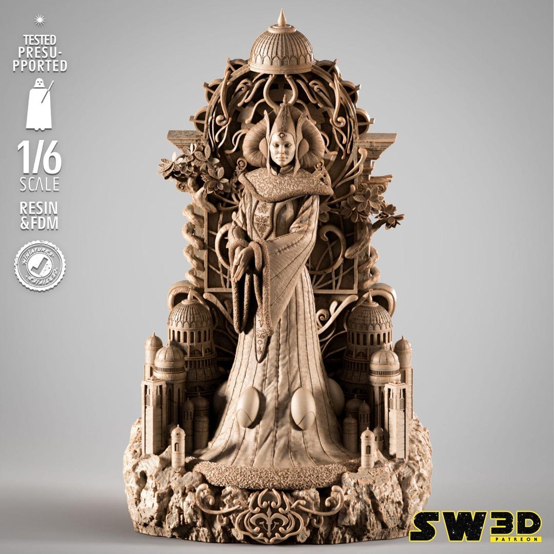 Princess Padme Sculpture 3D Printed Star Wars Two Piece GREY - 9 In - Etsy