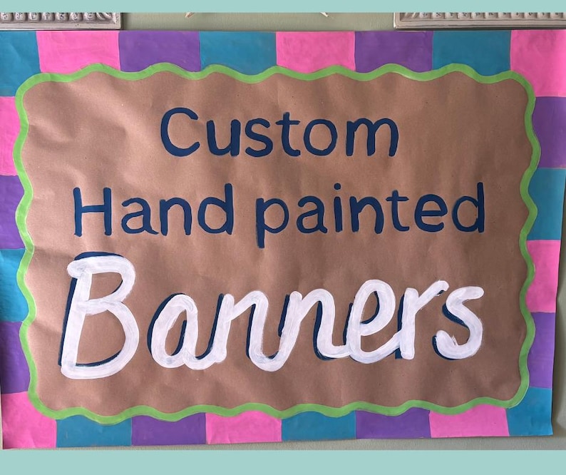CUSTOM PAINTED BANNERS | Hand Painted Kraft Paper Banner | Personalized ...