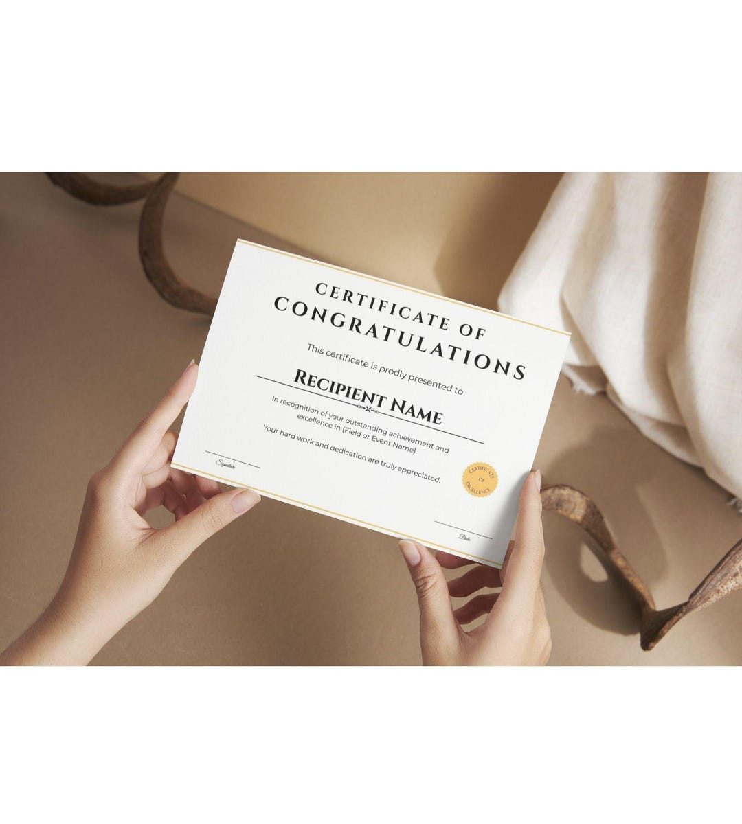 Editable Certificate of Congratulations Canva Template | Printable ...