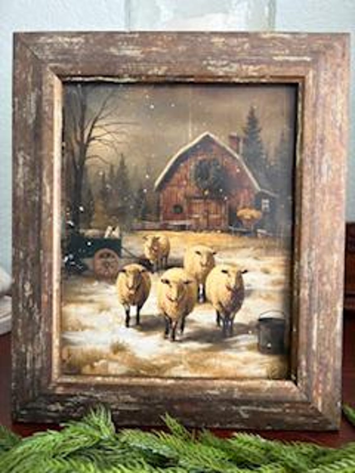 Sheep Flock Primitive Farm Art Print | Country Cottage Digital Download ...