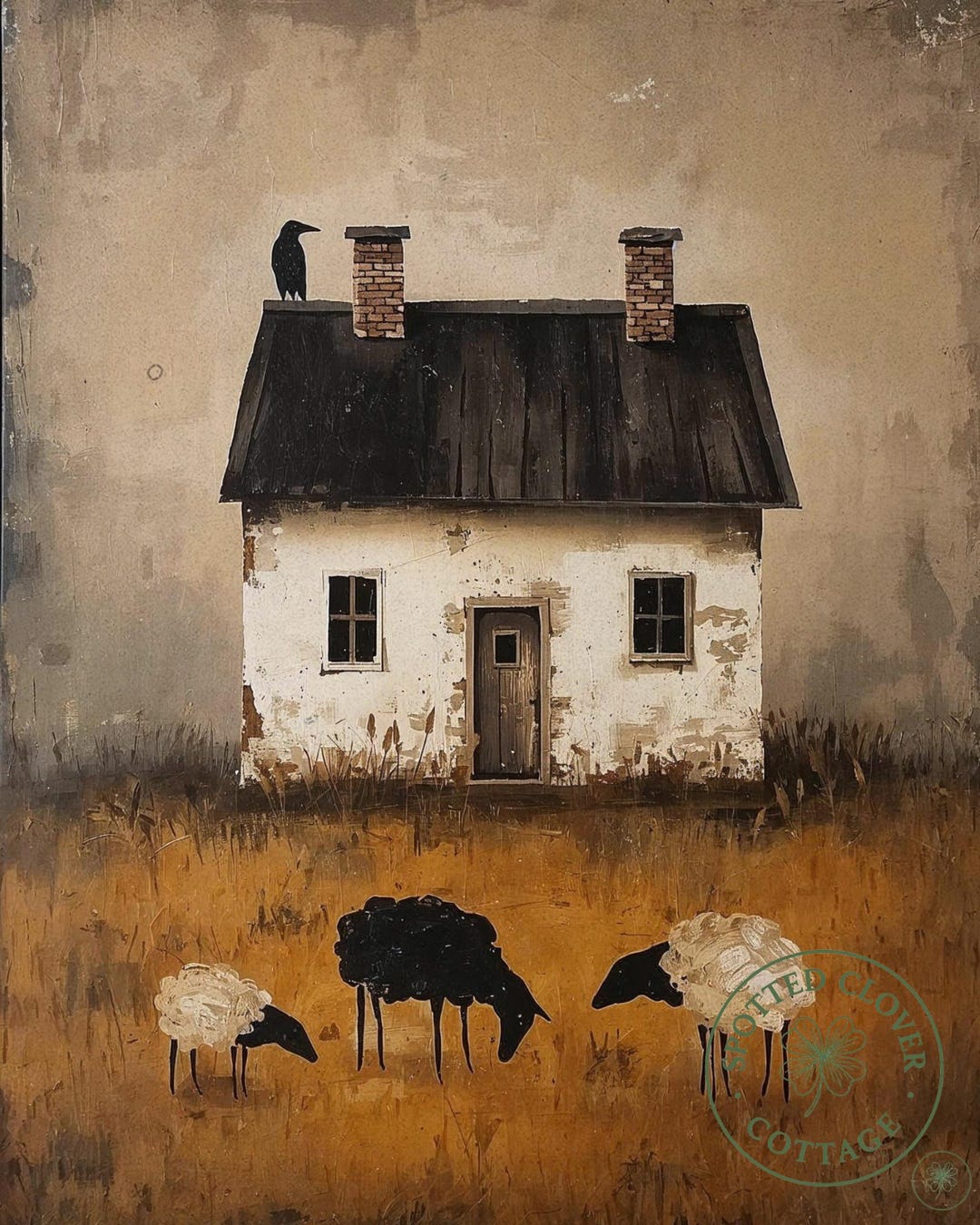 Primitive Sheep Print | Farmhouse Cottage Wall Art (8x10") - Etsy