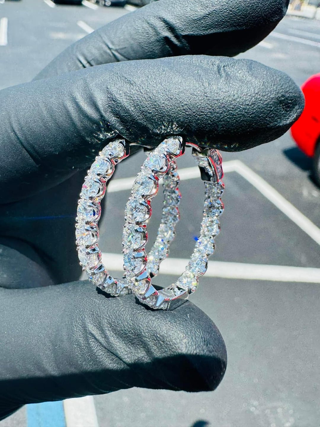 6.00 CTW Inside Out Round Cut Lab Grown Diamond Hoop Earrings, 34MM ...