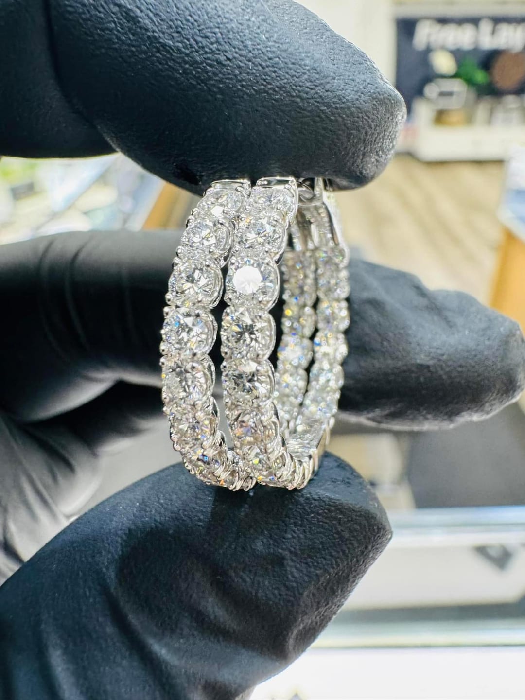 3.00 CTW Inside Out Round Cut Lab Grown Diamond Hoop Earrings, 16MM ...